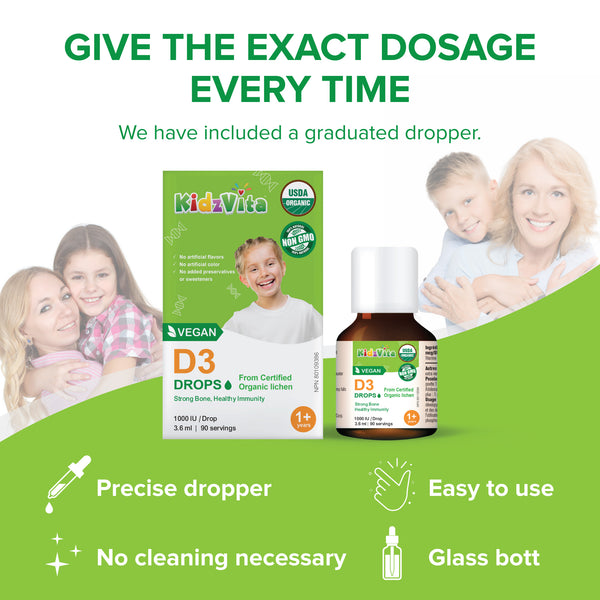 Organic Vegan Vitamin D3 Drops for Children – Kidzvitaca